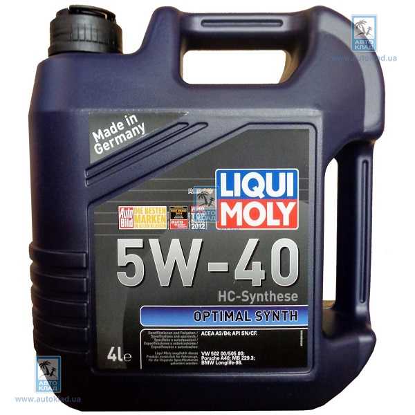 LIQUI MOLY 5W-40 Optimal Synth 4л Масло моторное | Цена: 891 грн